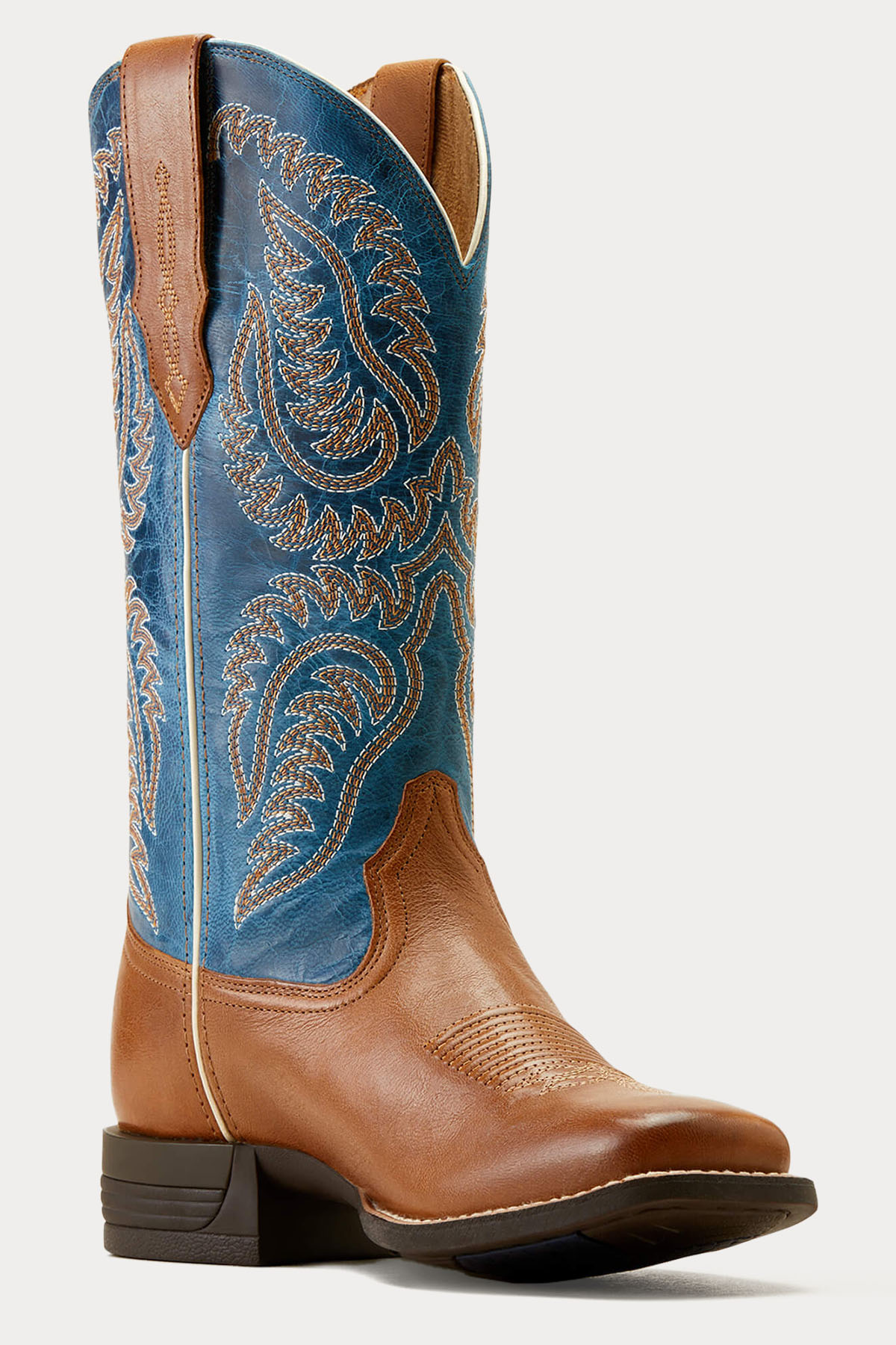 Ariat, Cattle Caite Stretchfit Western Boot, Roasted Peanut/Regatta Blue | Amiko & Friends